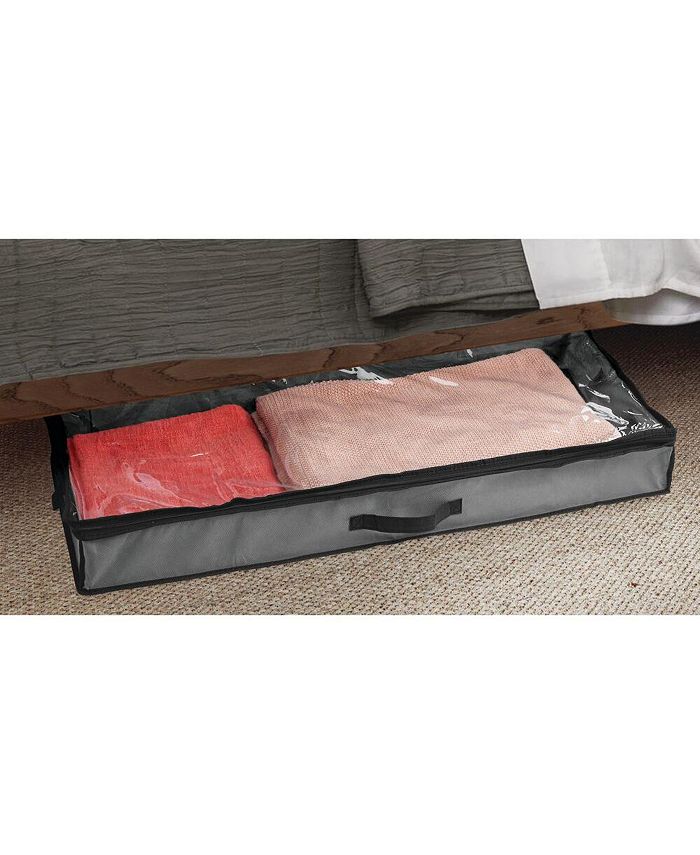 mDesign Fabric Under Bed Storage Organizer, Zippered, 2 Pack - Dark ...