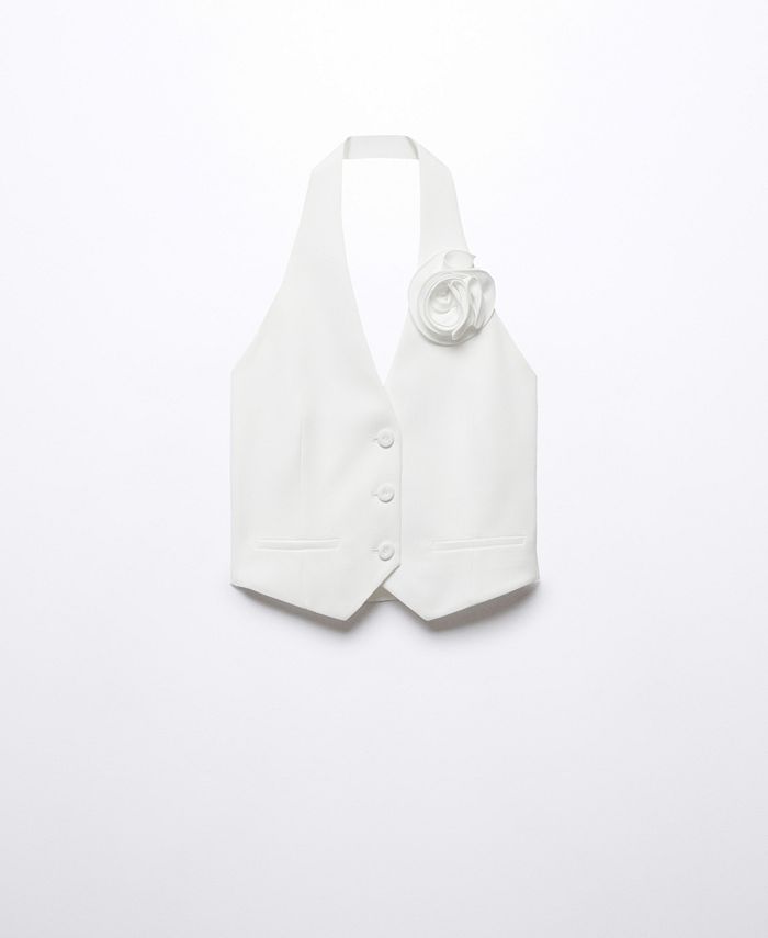 MANGO Women's Floral Applique Vest - Macy's