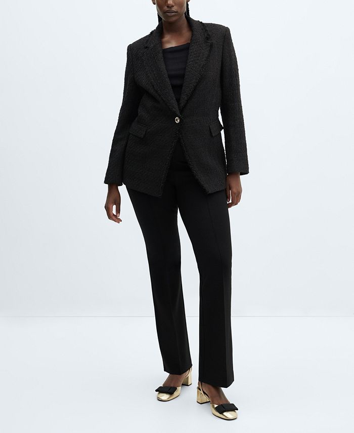MANGO Women's Jewel Buttoned Tweed Blazer - Macy's