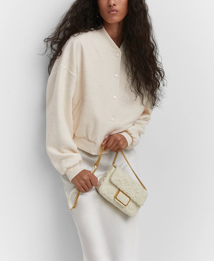 MANGO Women's Tweed-Look Bomber Jacket - Macy's