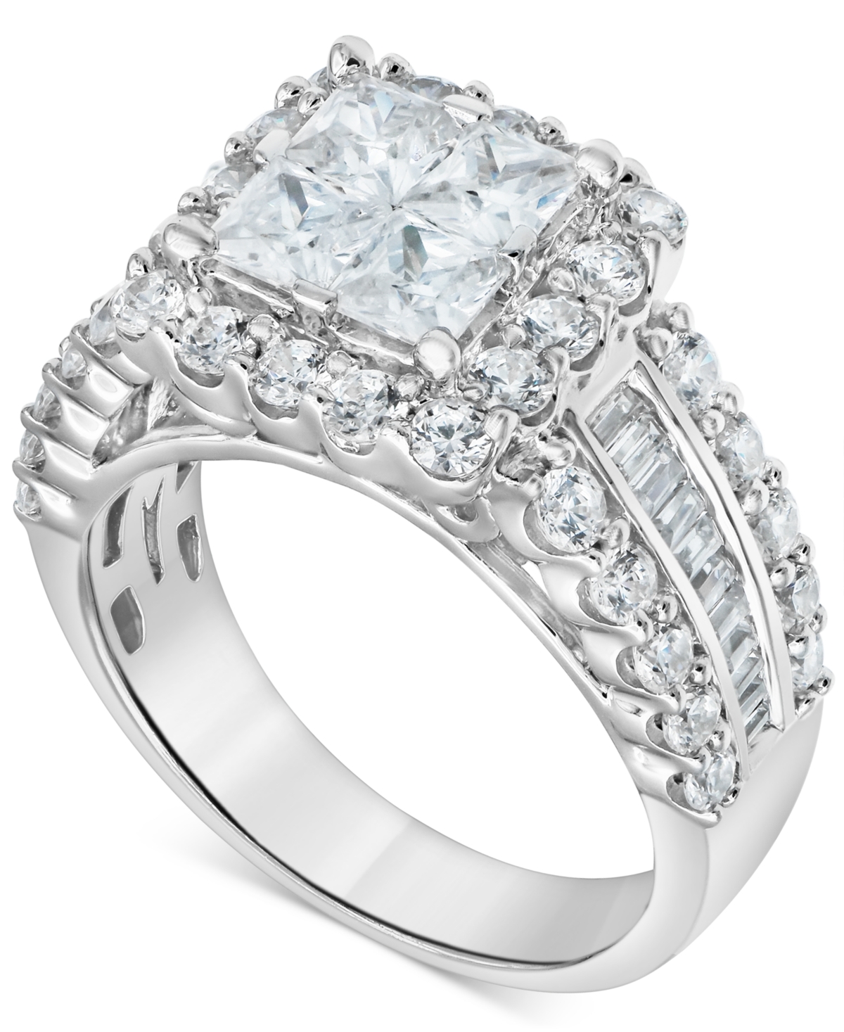 Click here for Diamond Princess Quad Cluster Halo Engagement Ring... prices
