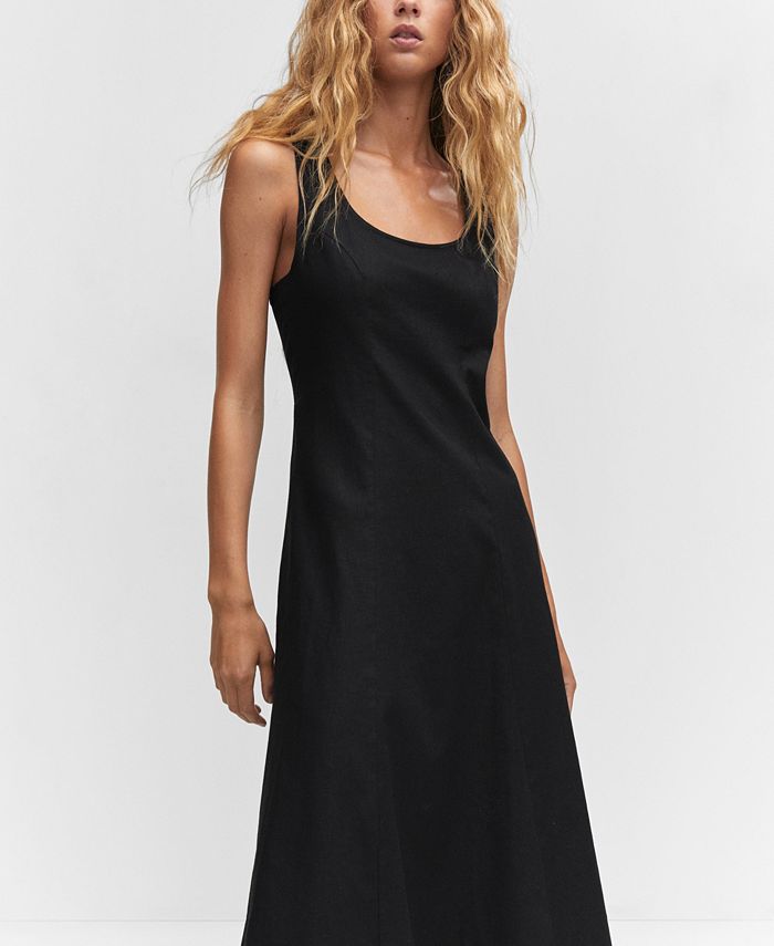 MANGO Women's Back Opening Linen Dress - Macy's
