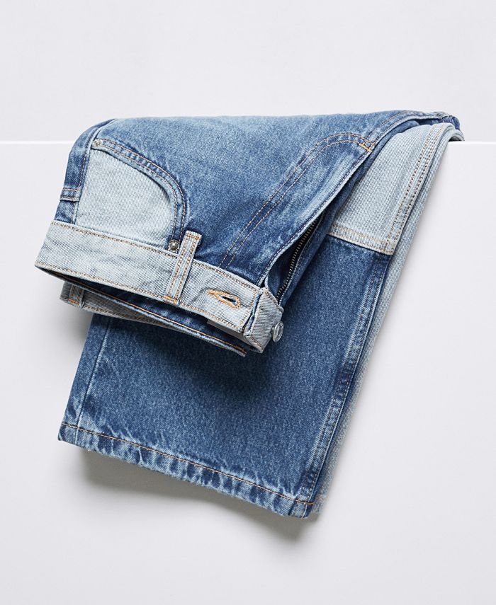 MANGO Women's Wide Leg Patchwork Jeans - Macy's