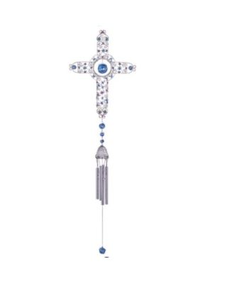 33" Long White Cross Wind Chime with Gem - Macy's
