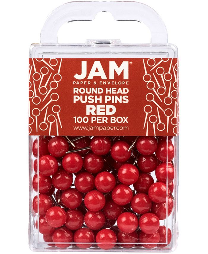 JAM Paper Colorful Push Pins - Round Head Map Thumb Tacks Pushpins ...