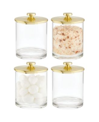 mDesign Medium Round Acrylic Apothecary Canister Jars, 4 Pack, Clear ...