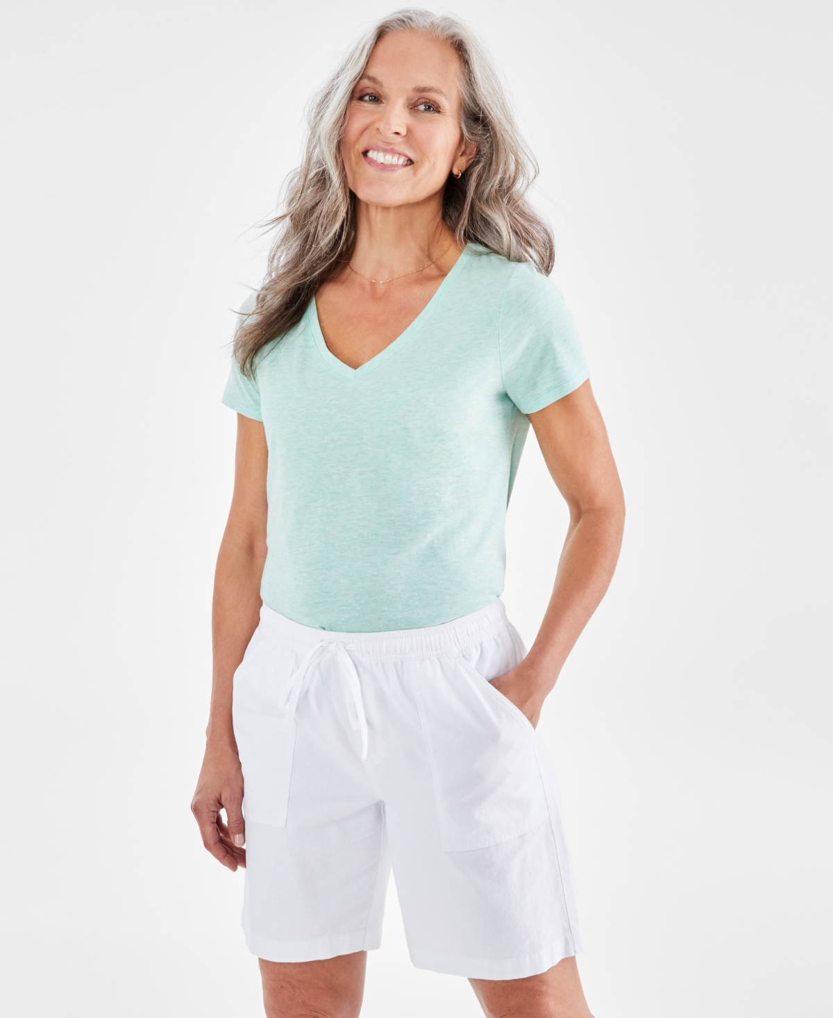 Click here for Style & Co Womens Cotton Drawstring Pull-On Shorts... prices