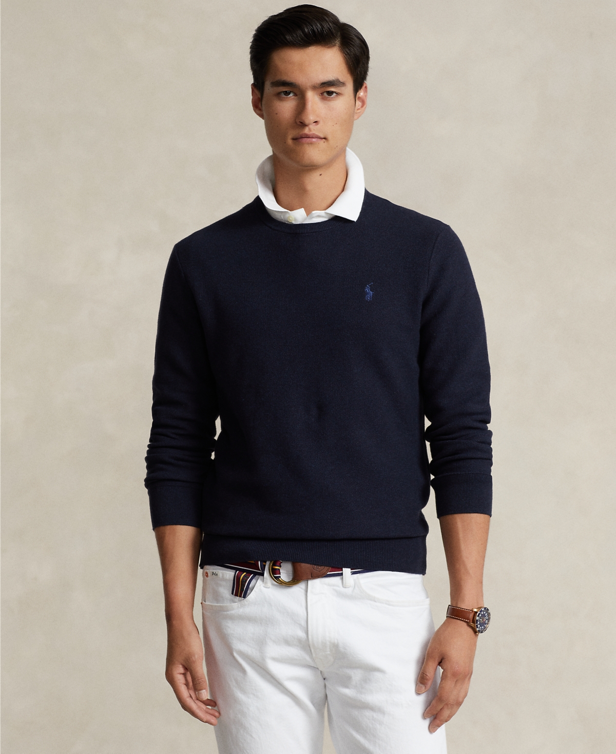 Click here for Polo Ralph Lauren Mens Textured Cotton Crewneck Sw... prices