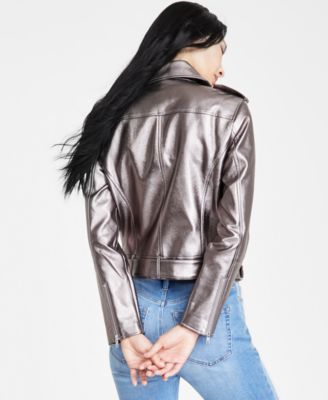 Women's Metallic Moto Jacket, Created for Macy's