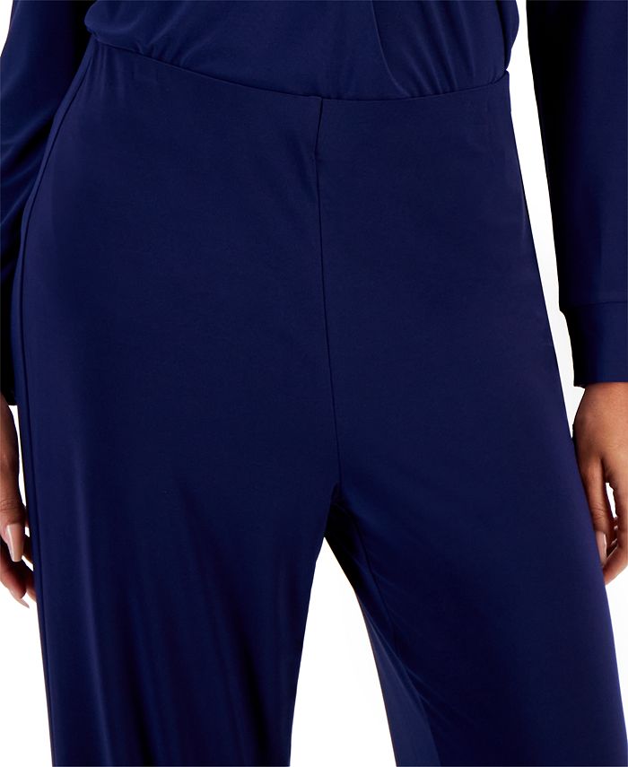 AK Anne Klein Petite Mid Rise Wide-Leg Knit Pants - Macy's