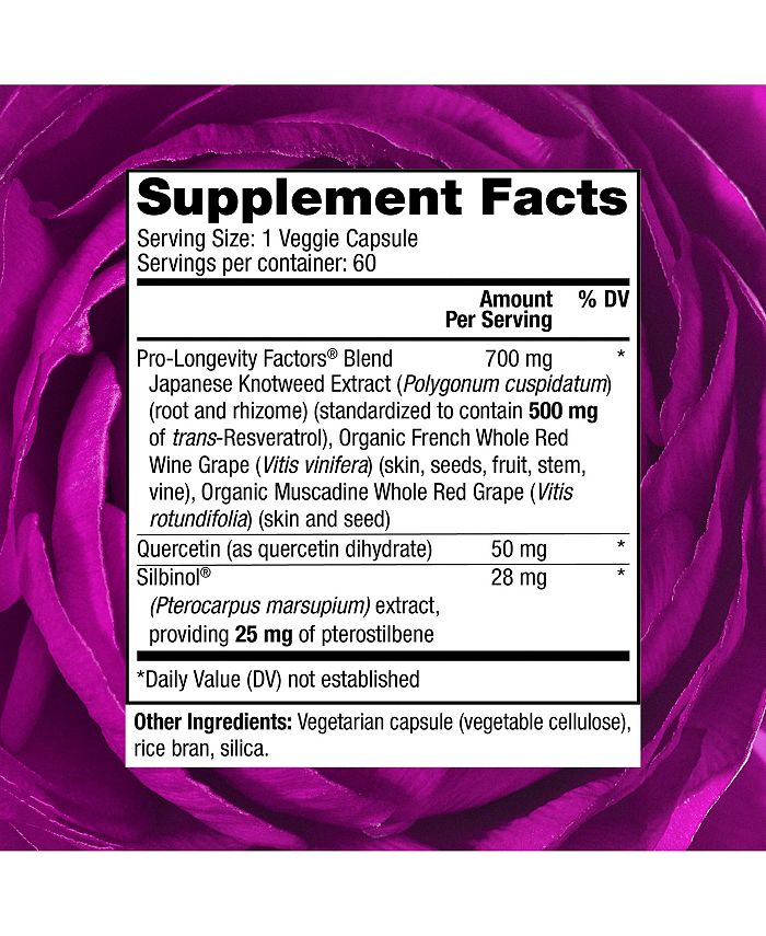 Reserveage Resveratrol 500 mg with Pterostilbene, Antioxidant ...