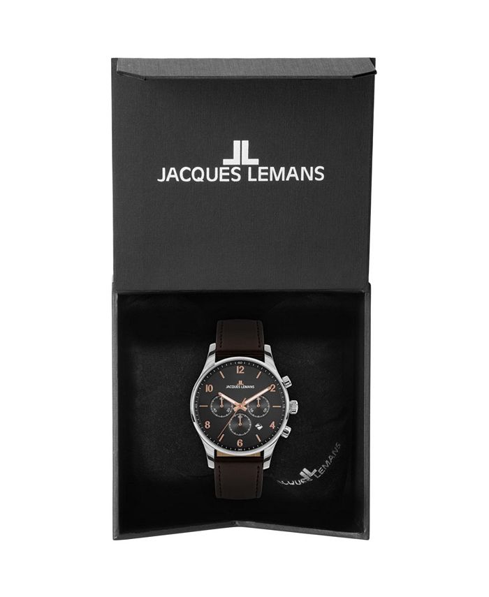 Jacques Lemans Men's London Watch with Leather Strap, Solid Stainless ...