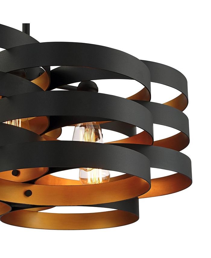 Possini Euro Design Zia Black Gold Metal Hanging Chandelier Lighting 25 ...