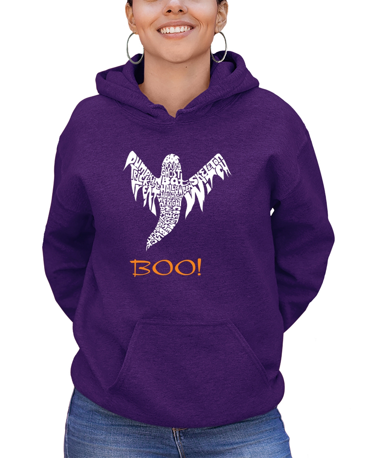 Click here for La Pop Art Womens Halloween Ghost Word Art Hooded... prices