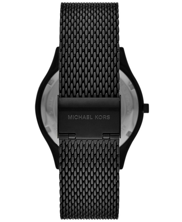 Michael Kors Men's Runway Three-Hand Black Stainless Steel Mesh Watch ...