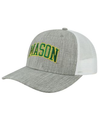 Men's Heather Gray, White George Mason Patriots Arch Trucker Snapback ...