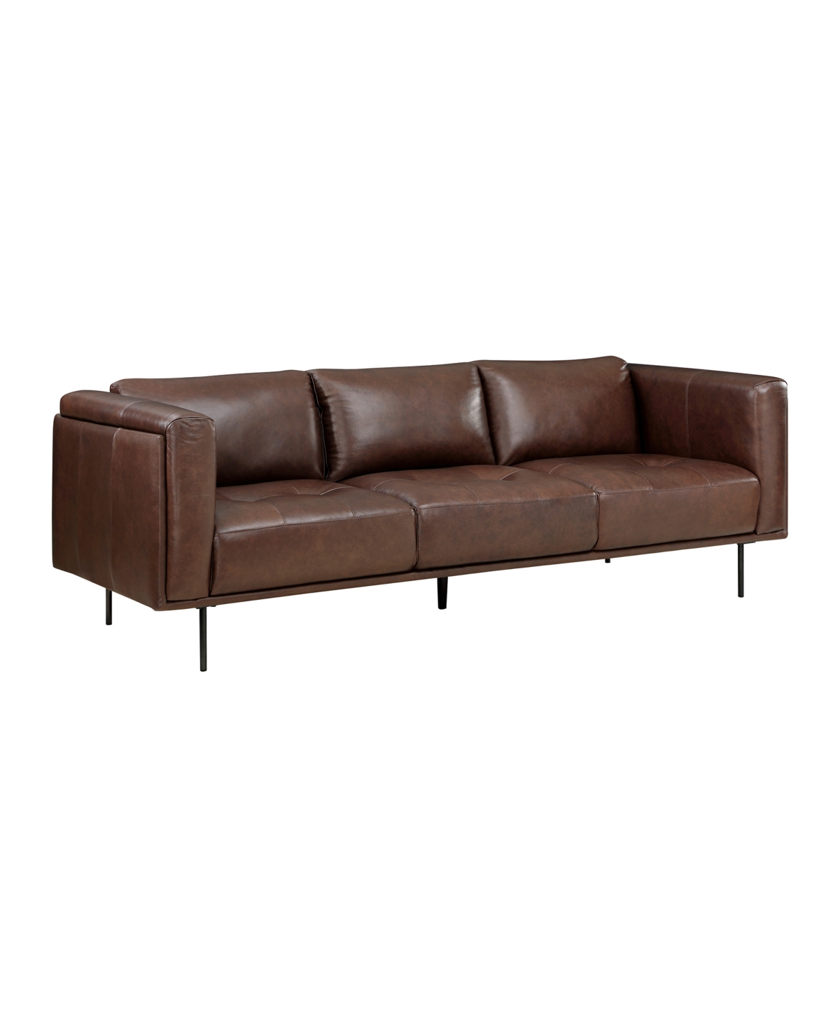 Click here for White Label Solaris 88 Leather Sofa - Brown prices