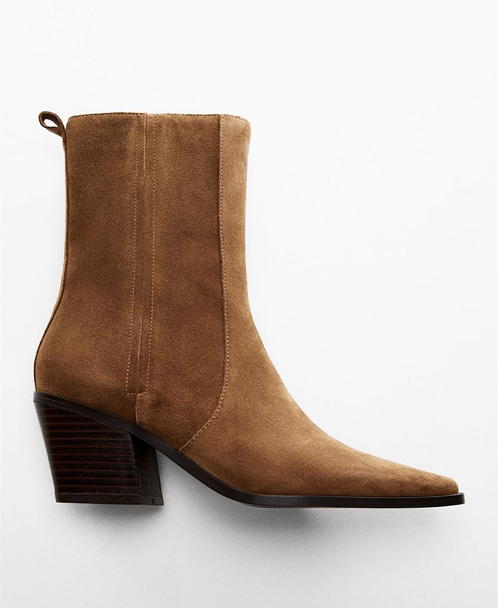 MANGO Women's Heel Suede Ankle Boots - Macy's