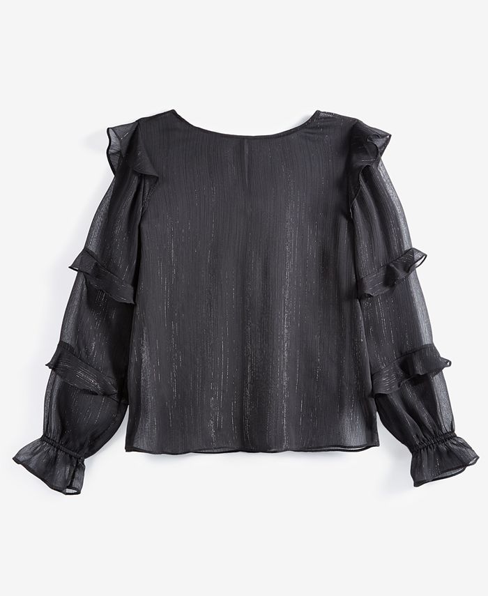 On 34th Women's Sheer Ruffle-Trim Top, Created for Macy's - Macy's