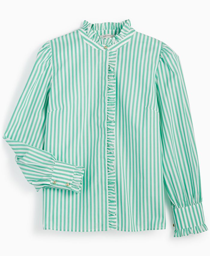 On 34th Women's Ruffle-Collar Shirt, Created for Macy's - Macy's