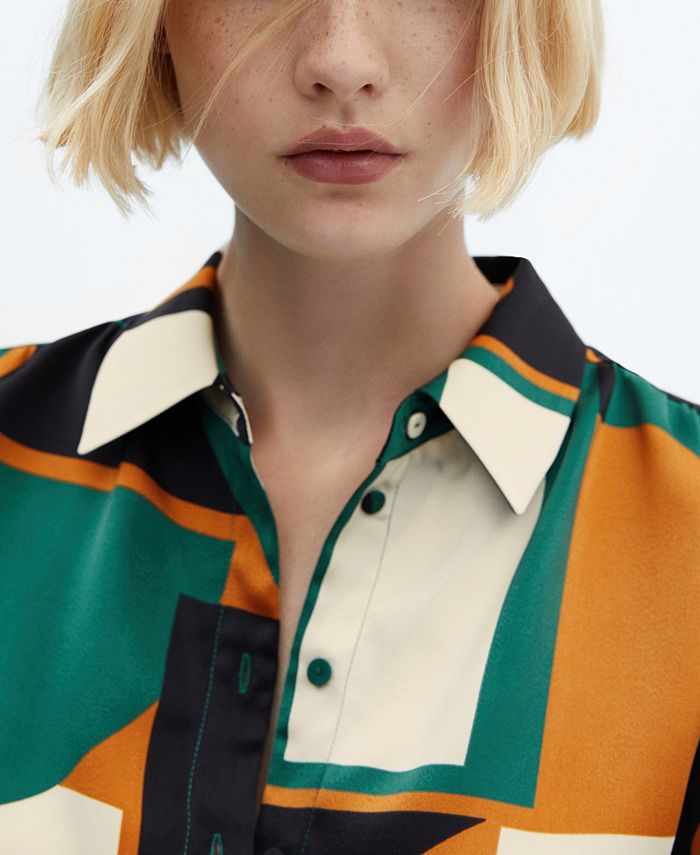 MANGO Women's Geometric Shirt Dress - Macy's
