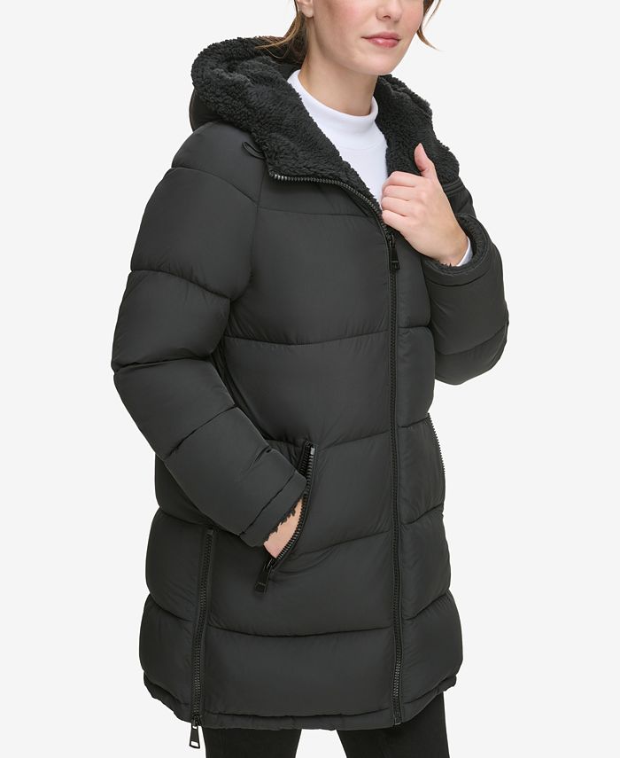 Calvin Klein Women's Faux-Fur-Lined Hooded Puffer Coat - Macy's