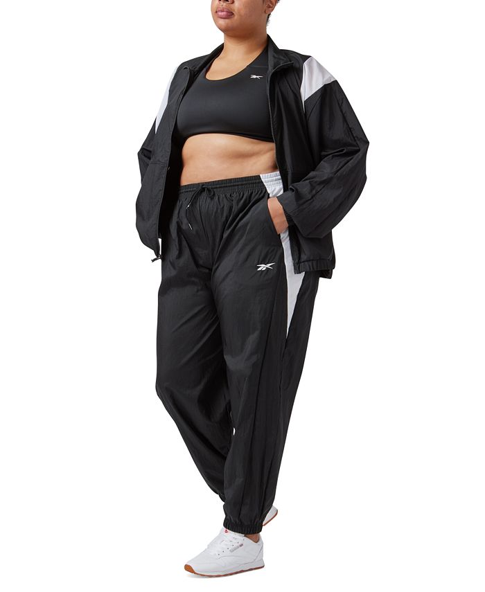 Reebok Plus Size Pull-On Logo Woven Track Pants - Macy's