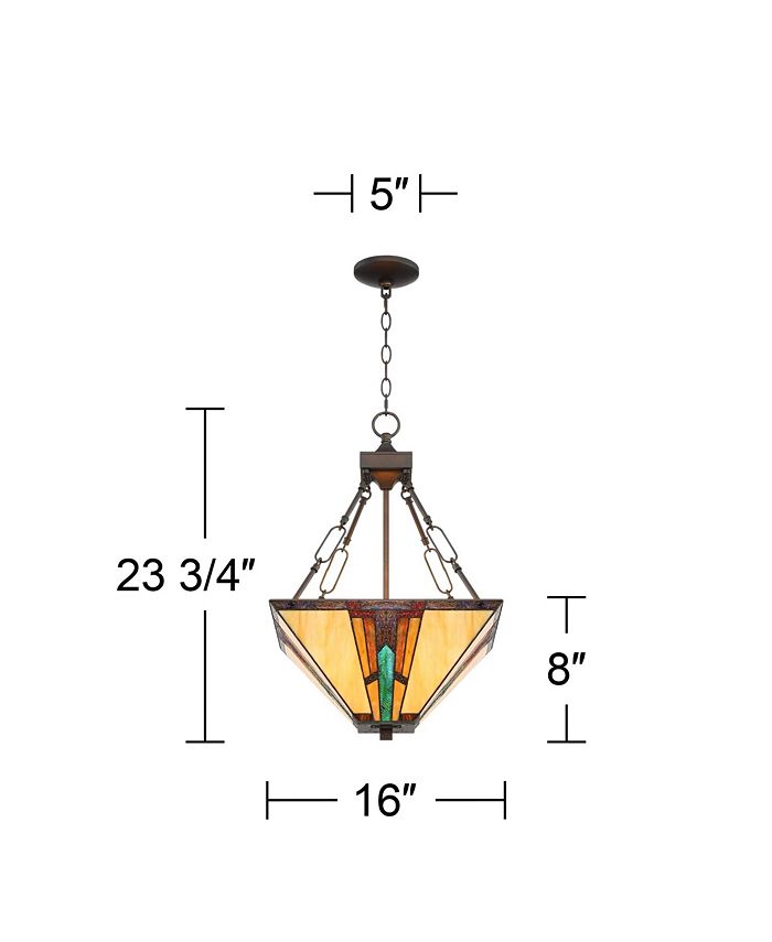 Robert Louis Tiffany Ranier Bronze Pendant Chandelier Lighting 16" Wide ...
