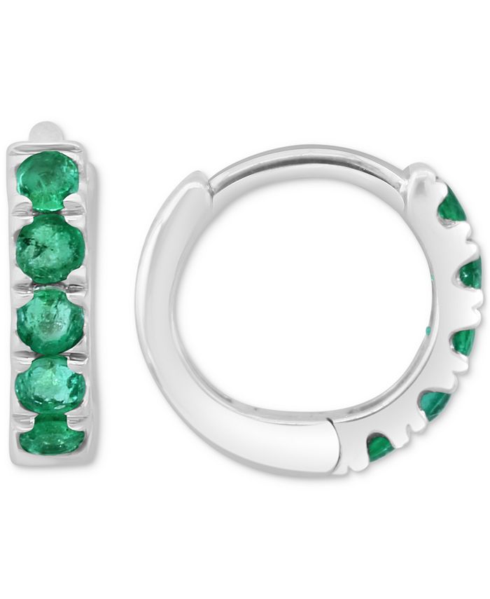 EFFY Collection EFFY® Emerald Small Huggie Hoop Earrings (1/4 ct. t.w ...