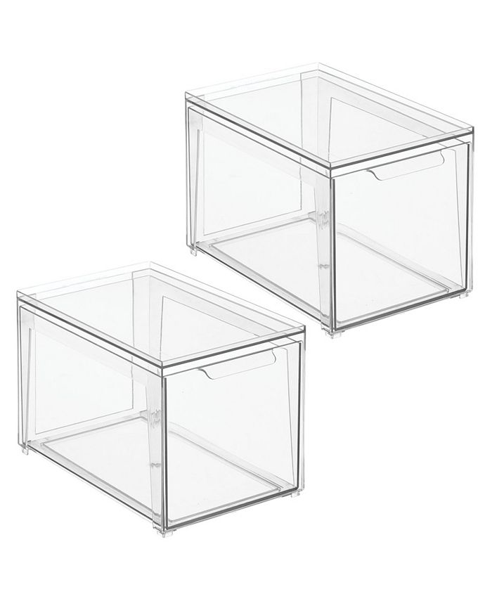 Mdesign Plastic Stackable Kitchen Storage Bin Pull Out Drawer 2 Pack
