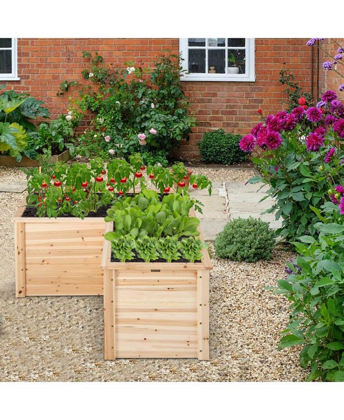Slickblue 24 Inch L Shaped Wooden Raised Garden Bed With Open Ended