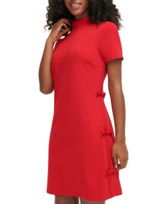 KARL LAGERFELD PARIS Women's Mock Neck Bow-Trimmed Dress - Macy's