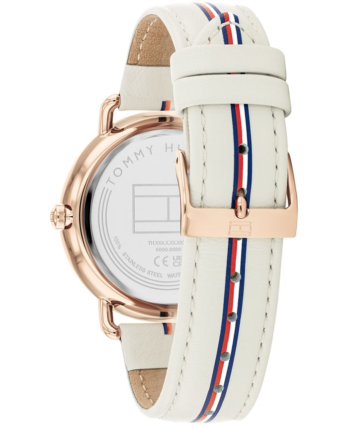 Tommy Hilfiger Women's Multifunction Beige Leather Watch 40mm - Macy's