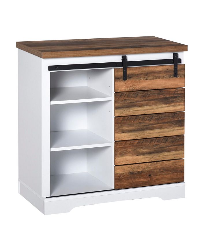 HOMCOM Wooden Accent Side Cabinet/Farmhouse Buffet Table with Sliding ...