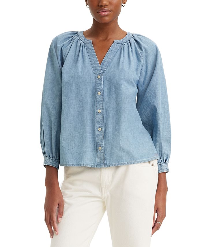 Levi's Women's Lainey Printed Cotton Button-Front Top - Macy's