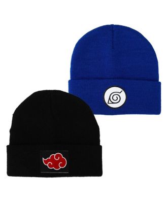 Men's Black, Blue Naruto Cuffed Knit Hat Combo Set - Macy's