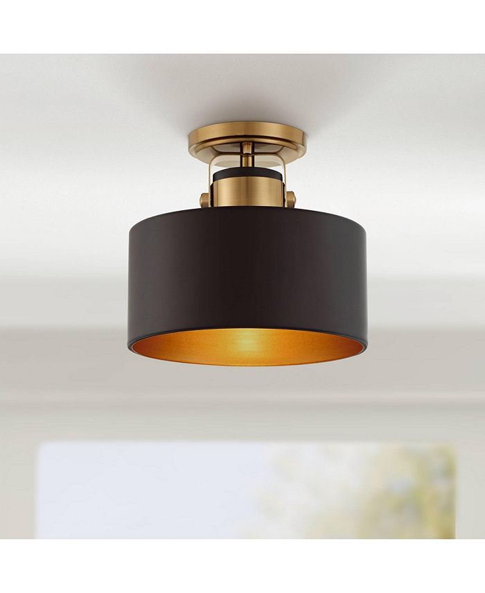 Possini Euro Design Courtney Modern Industrial Ceiling Light Semi Flush-Mount Fixture 10" Wide ...