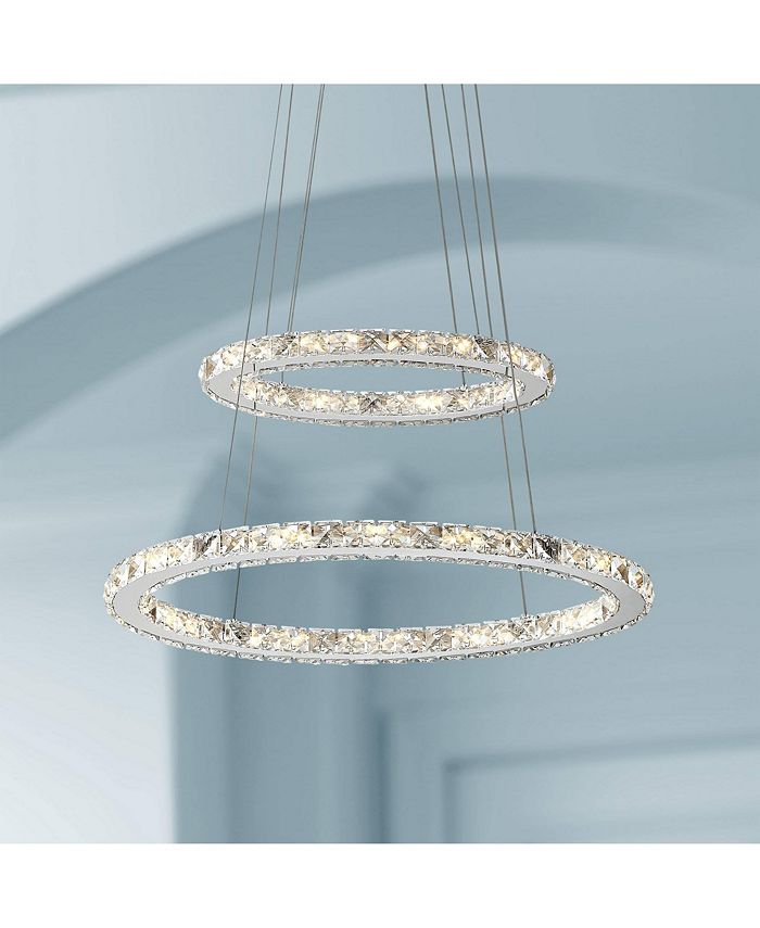 Possini Euro Design Glenna Chrome Silver Metal 2-Ring Pendant Lighting ...