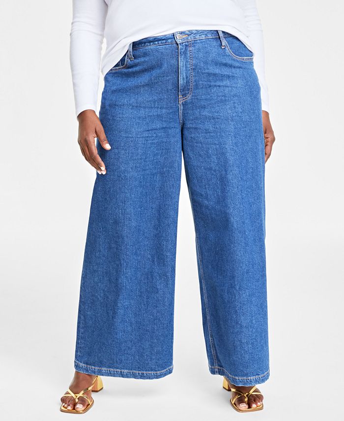 On 34th Plus Size High-Rise Wide-Leg Jeans, Created for Macy's - Macy's