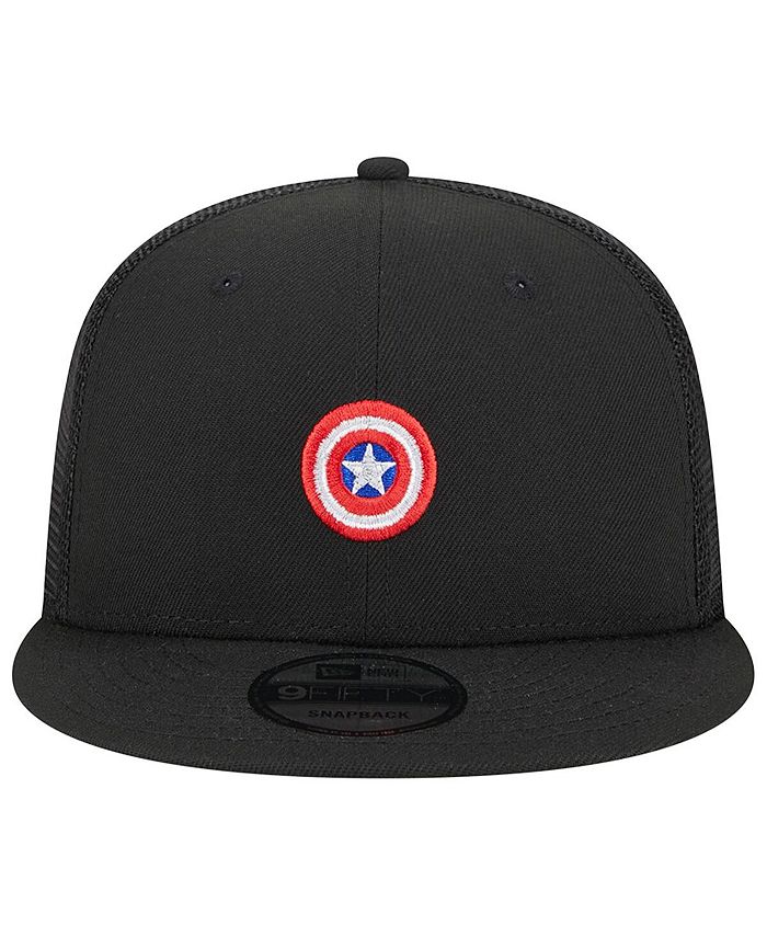 New Era Men's Black Captain America Falcon Trucker 9FIFTY Snapback Hat ...