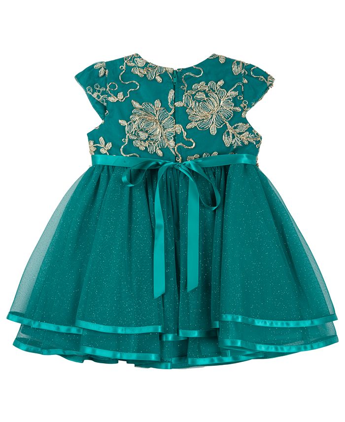 Rare Editions Baby Girls Cap Sleeves Embroidered Social Dress - Macy's