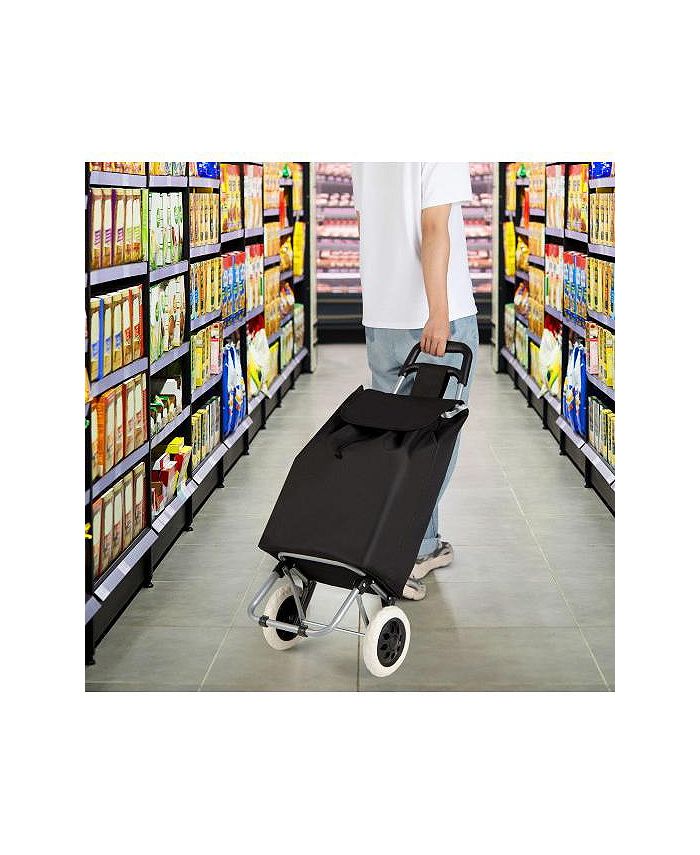 Slickblue Folding Light Weight Wheeled Shopping Trolley Cart with Large ...