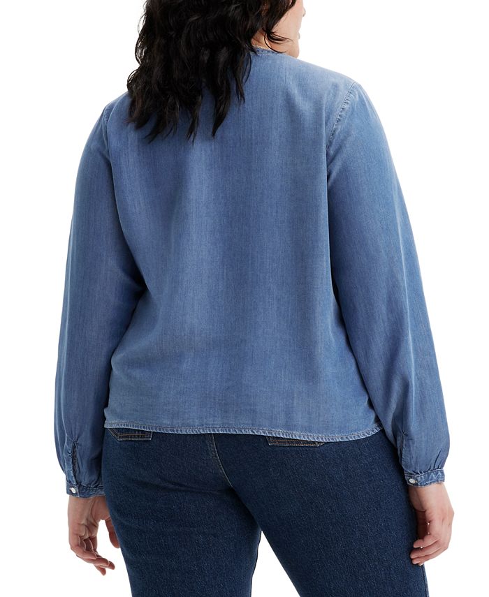 Levi's Trendy Plus Size Zenda Ruched Button-Front Blouse - Macy's