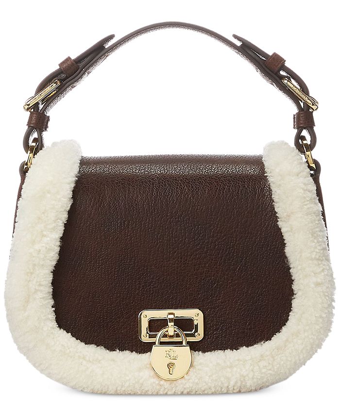 Lauren Ralph Lauren Shearling Trim Small Tanner Crossbody - Macy's