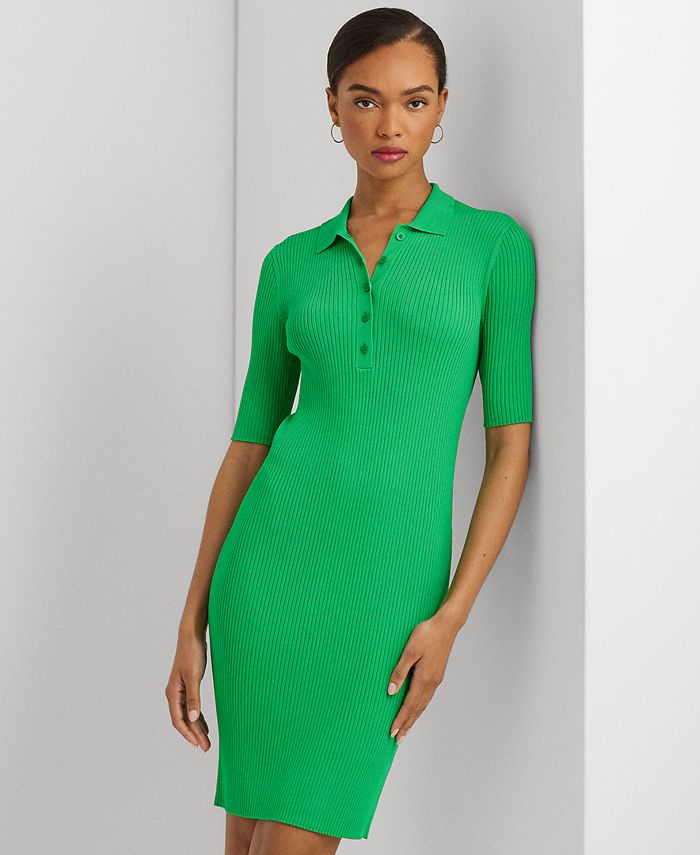 Lauren Ralph Lauren Women's Rib-Knit Polo Sweater Dress - Macy's