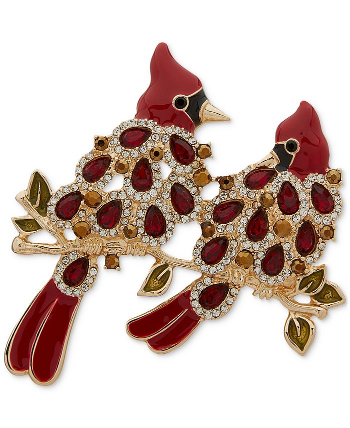 Anne Klein Gold-Tone Mixed Stone Double Cardinal Pin - Macy's