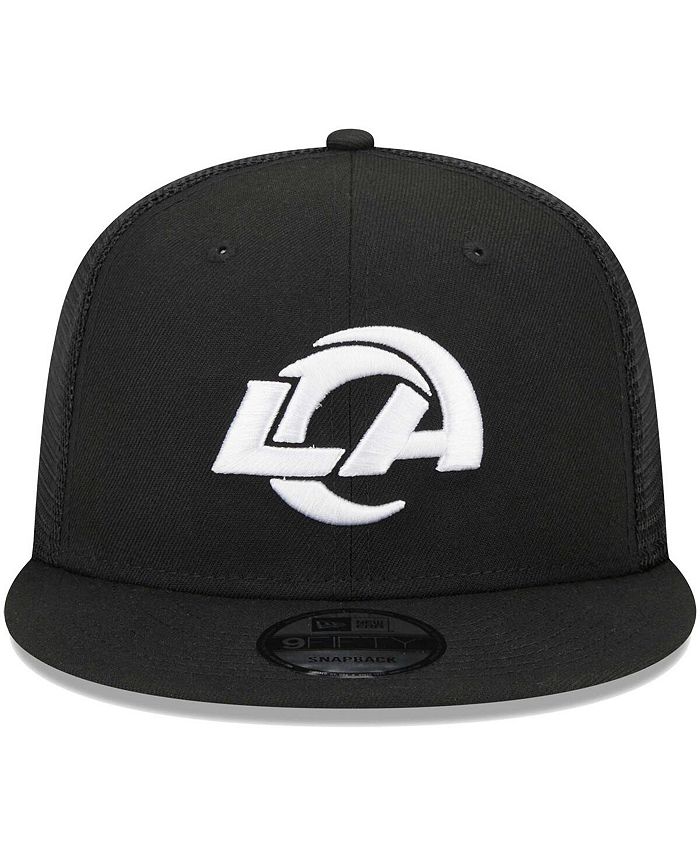New Era Men's Black Los Angeles Rams Main Trucker 9FIFTY Snapback Hat ...