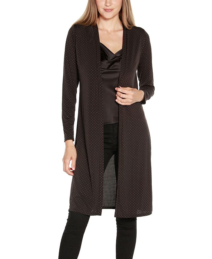 Belldini Black Label Women's Textured Metallic Print Cardigan Top - Macy's