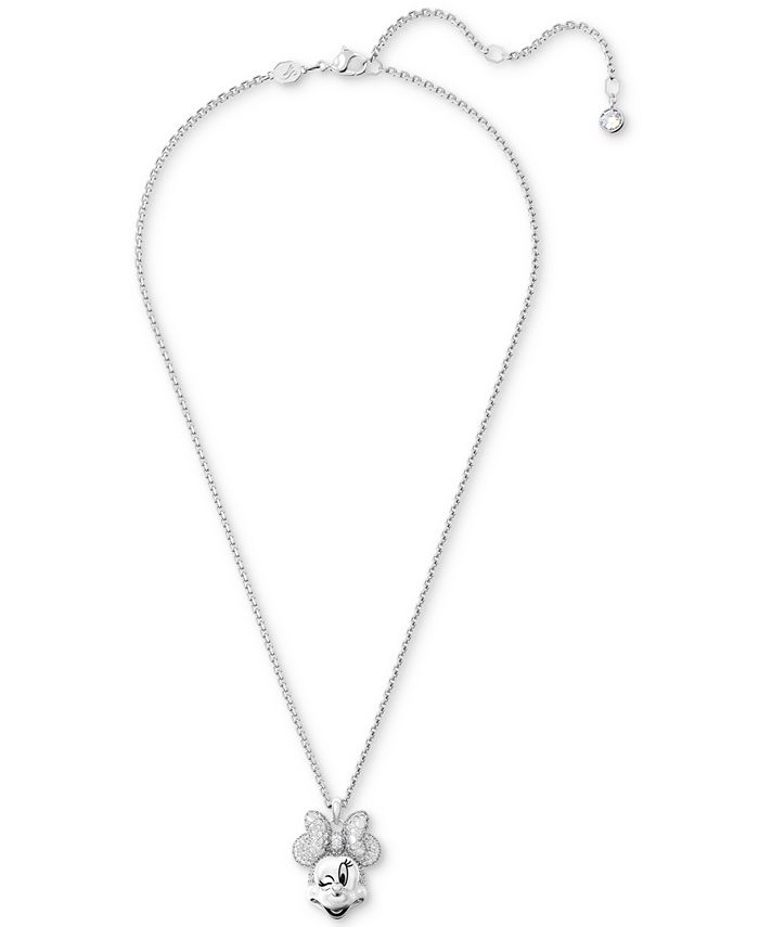 Swarovski Silver-Tone Disney Minnie Mouse Crystal Pendant Necklace, 16 ...