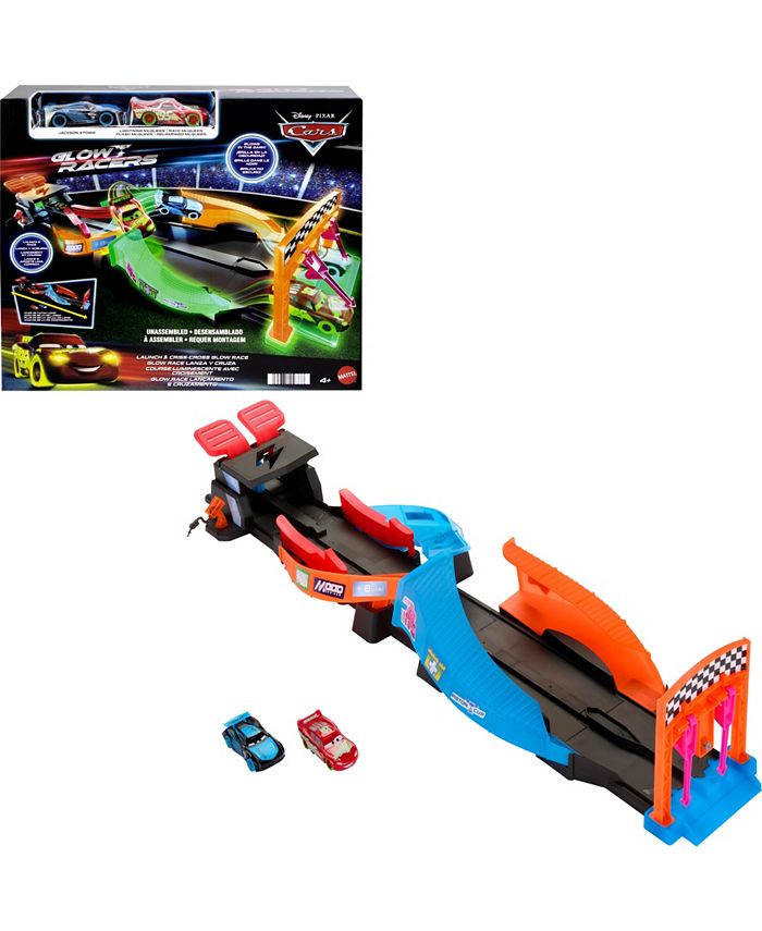 Cars Disney Pixar Glow Racers Launch Criss-Cross Playset with 2 Glow-in ...